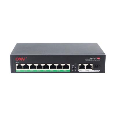 China 11 Port Unmanaged Gigabit PoE Switch With 30W PoE+ And SFP Fiber Uplink for sale