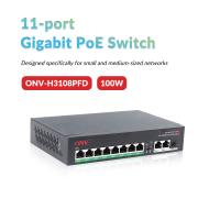 China 11 Port Unmanaged Gigabit PoE Switch With 30W PoE+ And SFP Fiber Uplink for sale