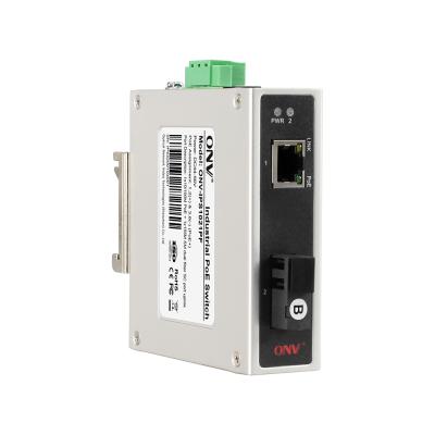 China 2-port 10/100M Industrial PoE Switch with SC Fiber Port and IEEE 802.3af/at Support DIN Rail Mountable for sale