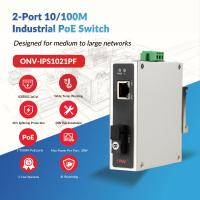 China 2-port 10/100M Industrial PoE Switch with SC Fiber Port and IEEE 802.3af/at Support DIN Rail Mountable for sale