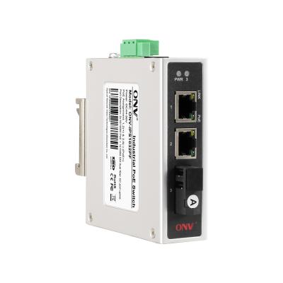 China 3-Port Industrial PoE Switch with 10/100M RJ45 and SC Fiber Port IEEE 802.3af/at PoE Standard DIN Rail Mountable for sale