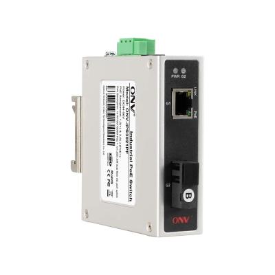 China 2-Port Gigabit Industrial PoE Switch with 30W PoE Power 1.25G SC Fiber Port and DIN Rail Mountable for sale