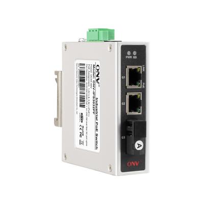 China 3-Port Gigabit Industrial PoE Switch with 30W PoE Power, 1.25G SC Fiber Port, and DIN Rail Mount for sale
