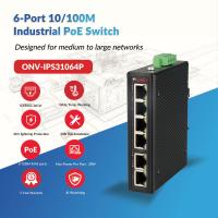 China 6-port Industrial PoE Switch with IEEE 802.3af/at PoE standard, 30W per port, and DIN Rail mountable for sale