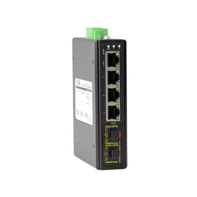 China 6-port Industrial PoE Switch with 4*10/100M RJ45 Ports and 2*155M SFP Fiber Ports Supporting 30W per Port PoE for sale