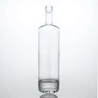 China Unique Glass Collar Material Long Neck Spirit Bottle for Whisky Vodka Tequila Gin Rum for sale