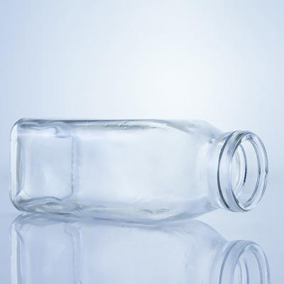 China Clear or Customized 280ml 350ml 500ml Square Glass Juice Bottle with Customized Logo for sale