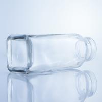 China Clear or Customized 280ml 350ml 500ml Square Glass Juice Bottle with Customized Logo for sale
