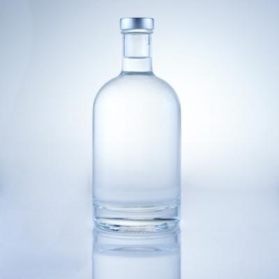 China Round Glass Bottle 375ml Clear Empty Bottle For Spirits With Acid Etch Surface Handling for sale
