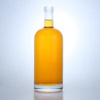 China 500ml 700ml Popular Shaped Transparent Liquor Glass Bottle for Whisky Rum Gin Brandy for sale