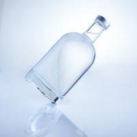 China Round Glass Bottle 375ml Clear Empty Bottle For Spirits With Acid Etch Surface Handling for sale