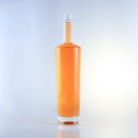 China 750ml Long Neck Flint Glass Bottle with Corks and Acid Etch Surface Handling for sale