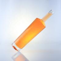China 750ml Long Neck Flint Glass Bottle with Corks and Acid Etch Surface Handling for sale