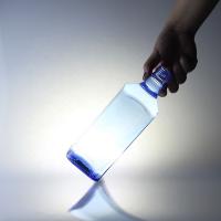 China Acid Etch Custom Design Square 750ml Blue Color Glass Bottles for Vodka Whisky Unique for sale