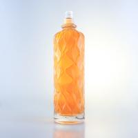 China 750ml Transparent Engraving Glass Bottle for Gin Rum Champagne Brandy Tequila Whisky Liquor for sale
