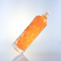 China 750ml Transparent Engraving Glass Bottle for Gin Rum Champagne Brandy Tequila Whisky Liquor for sale
