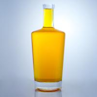 China Avialable Clear Oval Shape Flask Wine Bottle 500ml 700ml 750ml With Corks for Beverage for sale