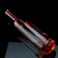 China Coating Red Color 750ml Tequila Glass Bottle with Unique Design and Cork for sale