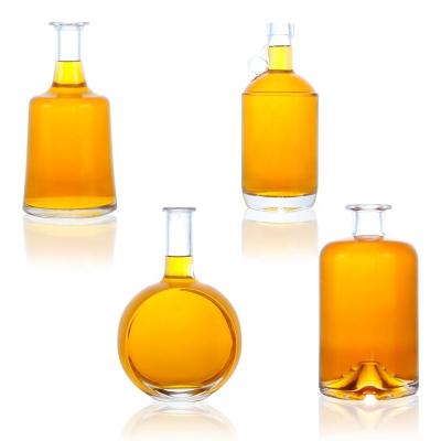 China Glass Custom Luxury Super Flint 500ml 700ml 750ml Rum Vodka Whiskey gin mason jar with glass cork for sale