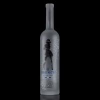 China Classic Shape 700ml 750ml Frosted Applique Vodka Glass Bottle for Beverage Packaging for sale