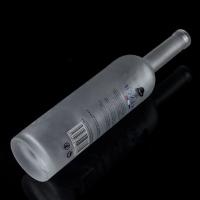 China Classic Shape 700ml 750ml Frosted Applique Vodka Glass Bottle for Beverage Packaging for sale