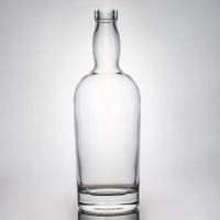 China Customized Logo Glass Collar Wholesales Short Neck Gin Rum Brandy Whisky Liquor Bottle with Cork for sale