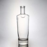 China Customized Logo Glass Collar Wholesales Short Neck Gin Rum Brandy Whisky Liquor Bottle with Cork for sale