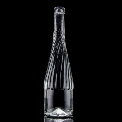 China Glass Body Material 500ml 700ml Whiskey Wine Bottle with Unique Bottom Raised Design for sale