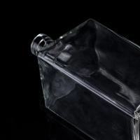 China Screen Printing 1000ML Clear Glass Bottle For Vodka Square Shape With Screw Cap for sale