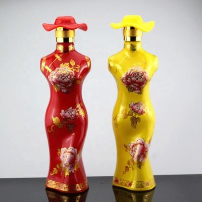 China Unique Women Shaped Vodka Glass Bottle with Decal and Assortment of Capacity Choices for sale