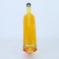 China Custom Logo 700ml 750ml High Flint Round Shape Glass Bottle with Screw Top Finish for sale