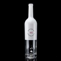 China Custom Bottle 750ml White Spray Paint Whisky Vodka Empty Glass Bottle With Cork for sale