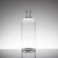 China Crystal Flint Glass 750ml Round Vodka Glass Bottles with Glass Collar Manufacturers for sale