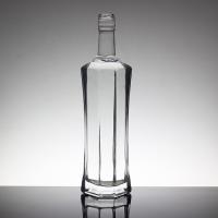 China Flint Acid Etch Unique Shape Glass Bottles for Rum Liquor Brandy Whisky Vodka Tequila for sale