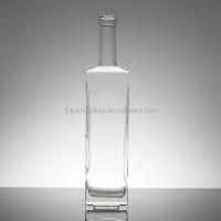 China Flint Acid Etch Unique Shape Glass Bottles for Rum Liquor Brandy Whisky Vodka Tequila for sale