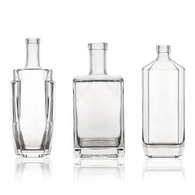 China Acceptable Customer's Logo Glass Square Super Flint 500ml 700ml 750ml Bottle for Gin for sale