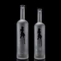 China Glass 750ml 500ml Decal Printing Vodka Bottle With Frosted Design And Base Material for sale