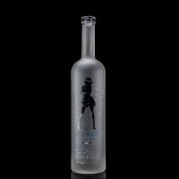 China Glass 750ml 500ml Decal Printing Vodka Bottle With Frosted Design And Base Material for sale