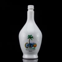 China Custom 700ml Frost Surface Handling Rum Glass Bottle With Cork for sale