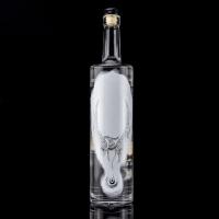 China Glass 750ml 500ml Decal Printing Vodka Bottle With Frosted Design And Base Material for sale