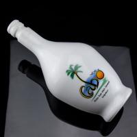 China Custom 700ml Frost Surface Handling Rum Glass Bottle With Cork for sale
