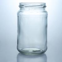 China Customized 500ml Wide Mouth Round Glass Honey Jar with Metal Cap and Glass Base Material for sale