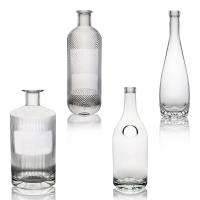 China Decal Unique Striped Glass Bottle for Vodka Gin Whiskey Rum Wine Cork 500ml 700ml 750ml for sale