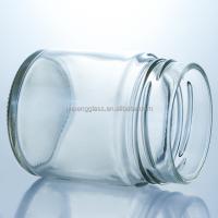 China Customized 500ml Wide Mouth Round Glass Honey Jar with Metal Cap and Glass Base Material for sale