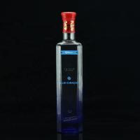 China Fancy Screen Printing Round Shape Blue Vodka Bottle for Industrial of Liquor and Gin for sale