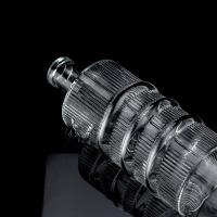 China Customized Logo Clear 750ml Bar Top Emossed Snake Drawing Glass Bottle for Vodka Cylinder for sale