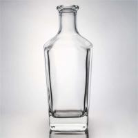 China Unique Square Glass Bottle for Whisky Vodka Tequila Gin Rum Sealing Type Cork Included for sale
