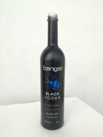 China 750ml Glossy Black Glass Vodka Painted Bottles Screen Printing Gin Closure Liquor Bottle for sale