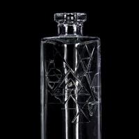 China 750ml Round Fancy Super Flint Triangular Pyramid Glass Bottle with Cork Logo Printing for sale