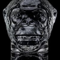China Unique Design 500ml 750ml Monkey Head Shaped Glass Bottle for Vodka Liquor With Cork for sale